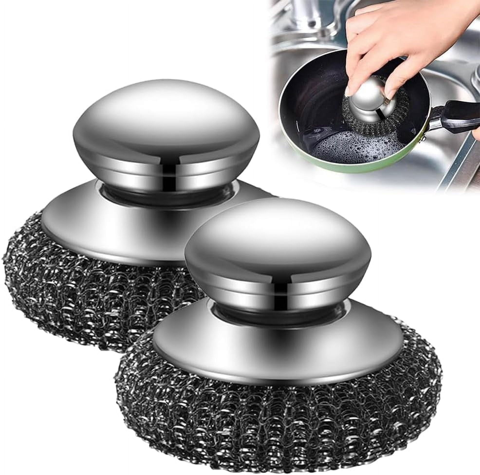 5PCS Steel Wool Scrubber with Handle & Replacement Stainless Wire Metal ...