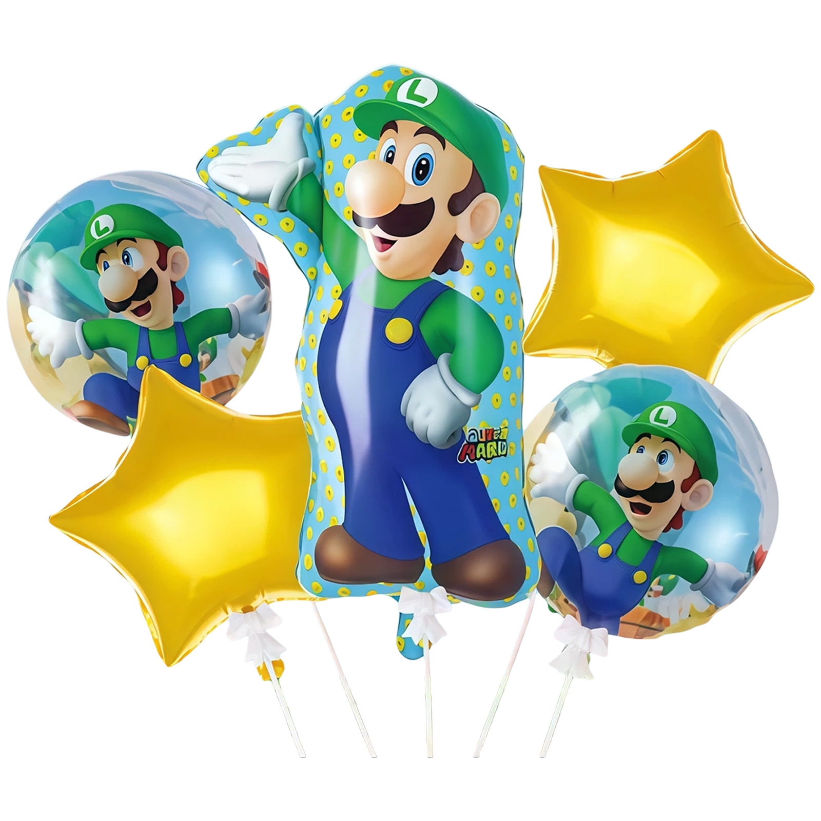 5PCS For Super Games Themed For Mario Themed Birthday Foil Balloons ...