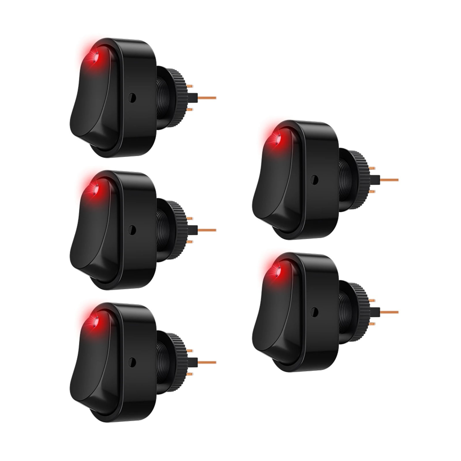 5PCS Toggle Switch 12v 30A Oval Rocker Switch 3 Pin Red Blue LED ...