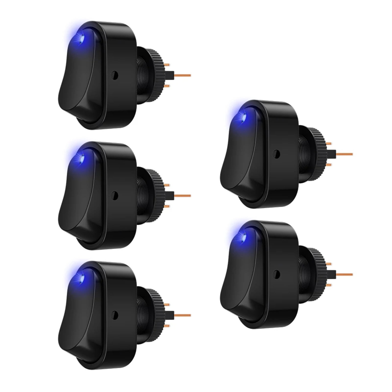 5PCS Toggle Switch 12v 30A Oval Rocker Switch 3 Pin Red Blue LED ...