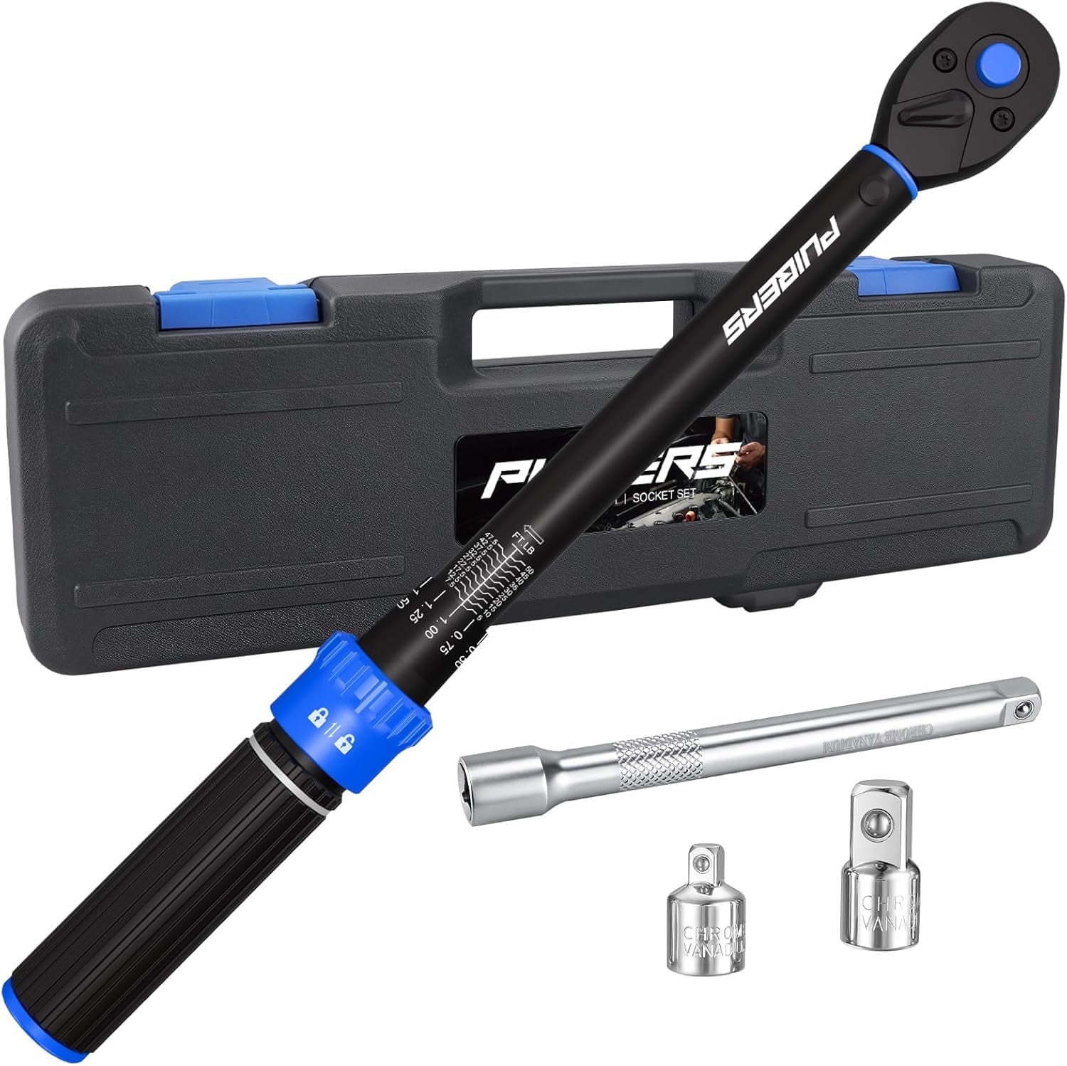 Torque Wrench Set 3/8" Drive 5-50 FT.LB, Dual-Direction 72-Tooth ...