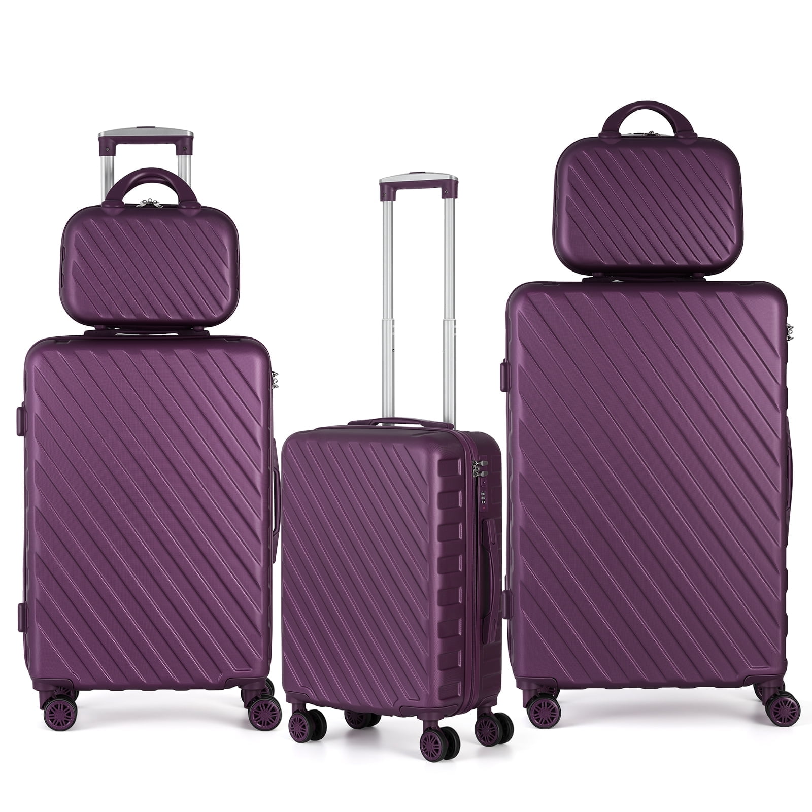 5PCS HardSide Traveling Set, Includes 3 Trolley and 2 Small Suitcases ...