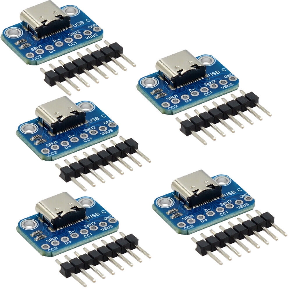 5PCS USB TYPE C Breakout Board Female 2.54MM With Pin Header Connector ...