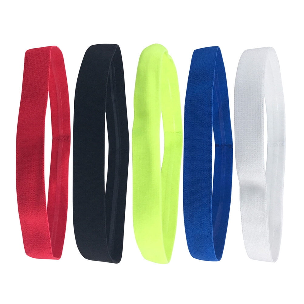 5PCS Unisex Sports Headband Elastic Yoga Hairbands Anti-slid Head Wrap ...