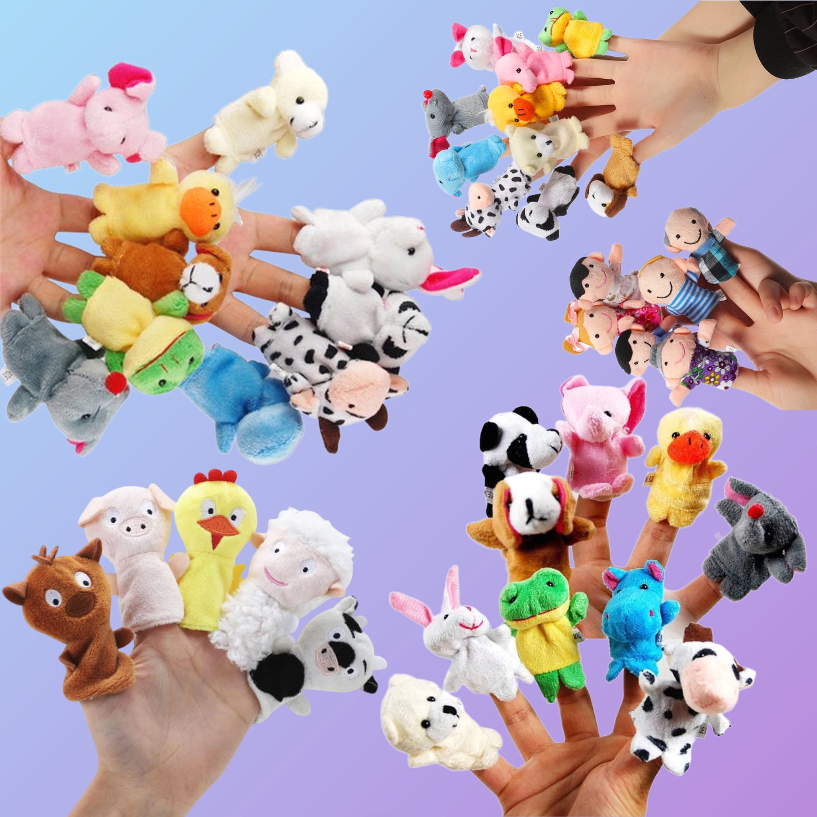 5PCS Velvet Cartoon Animal Finger Puppets – Mini Plush Figures for ...