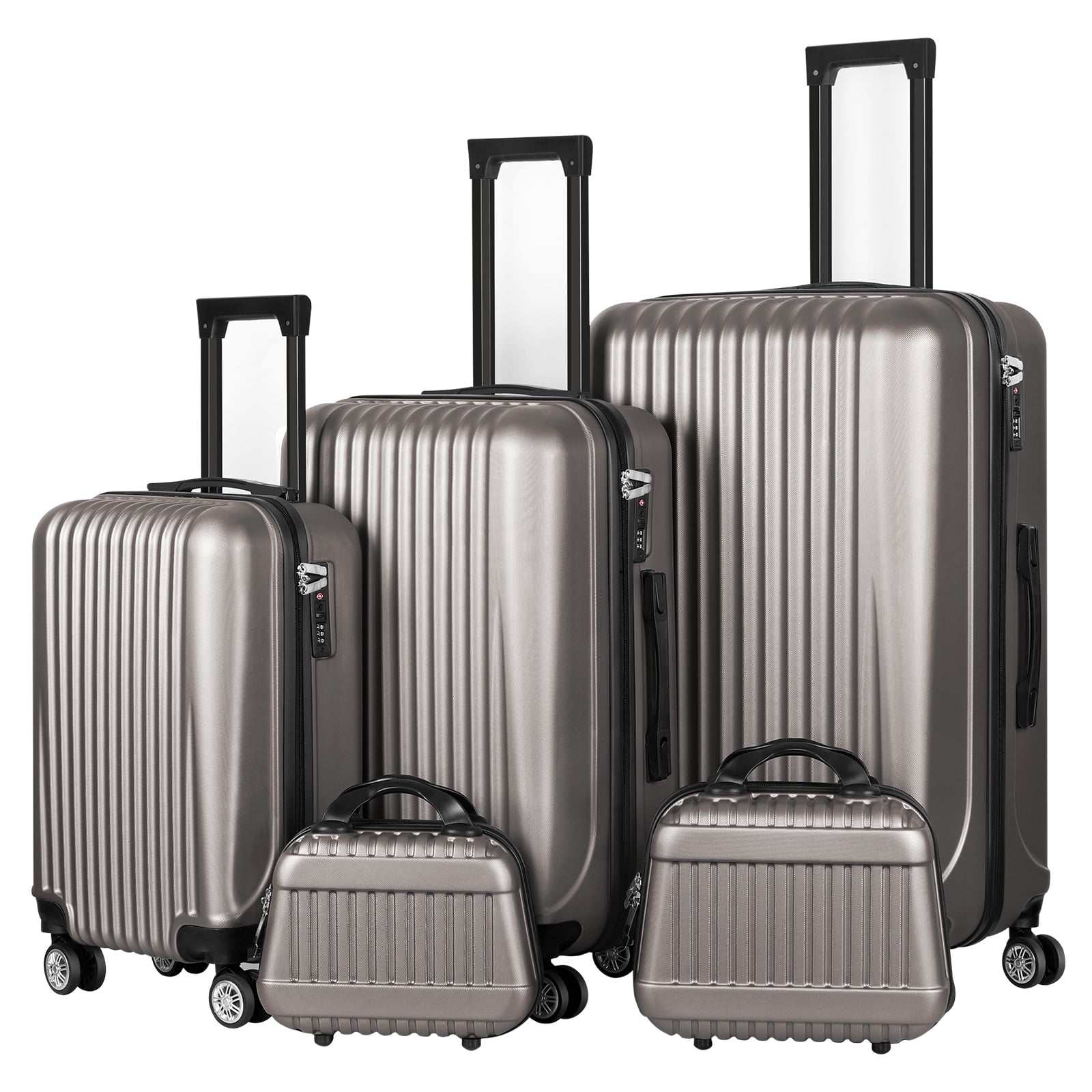 5PCS Vertical Striped Hardside Luggage Set with TSA Locks and 360 ...