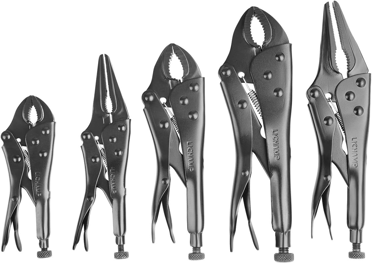 5PCS Vice Locking Pliers Set, 10 9 7 6 5 Inches Curved Jaw Vise Pliers ...