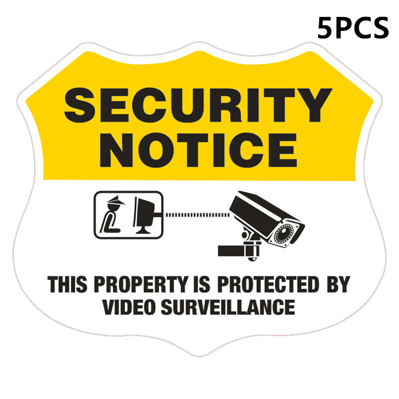 5PCS Video Surveillance Security Warning Stickers, Anti-Theft Vinyl ...