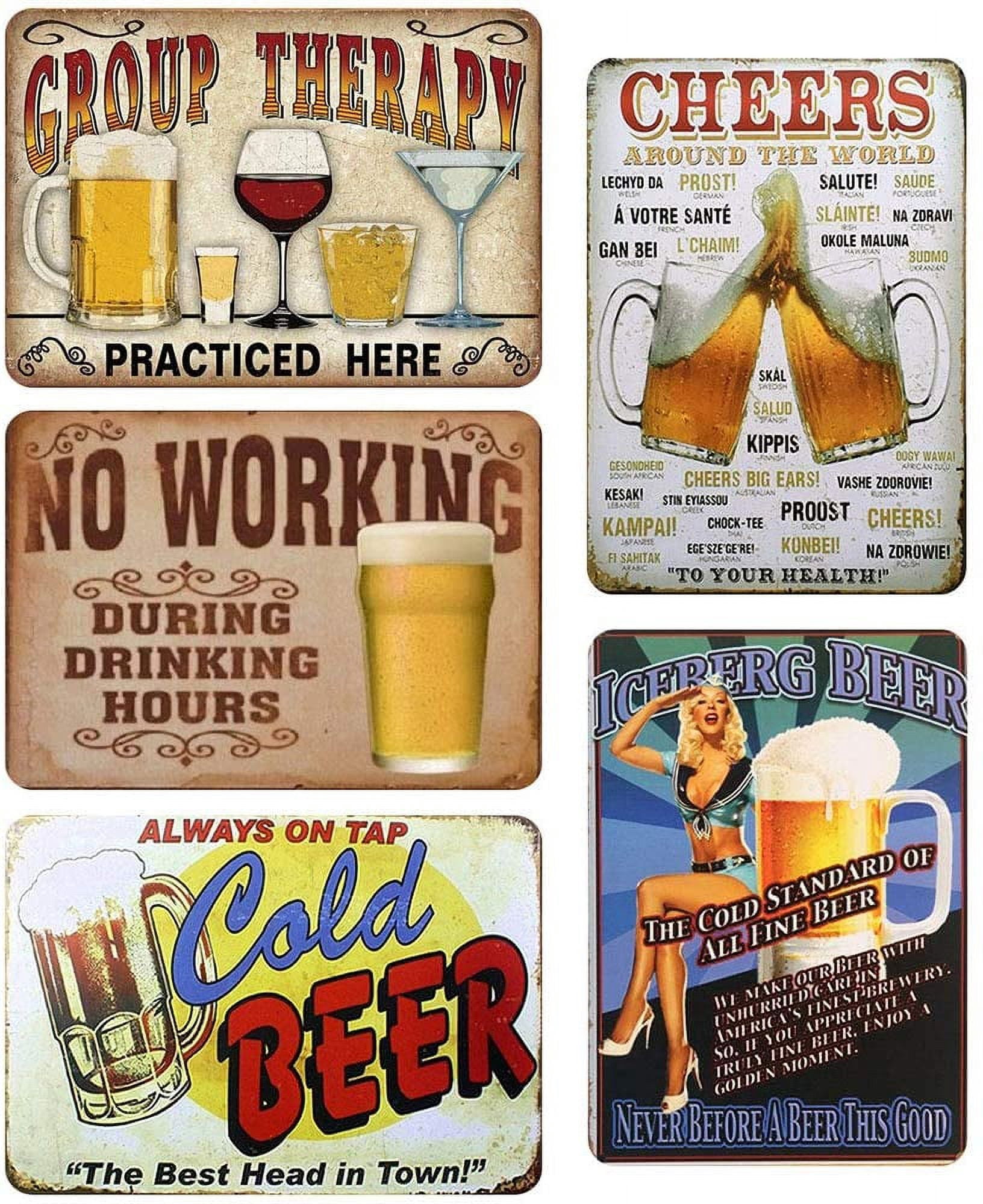 5PCS Vintage Metal Bar Sign, LZYMSZ Retro Decor for Man Cave, 11.8 * 7. ...