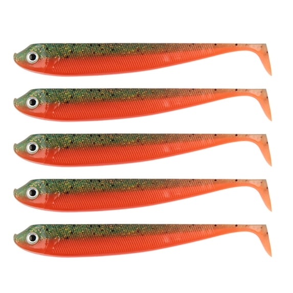 5PCS Walleye Fishing Lures 9.5cm Soft PVC Baits Sinking T Tail Lures ...
