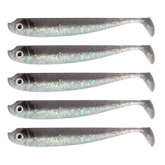 5PCS Walleye Fishing Lures 9.5cm Soft PVC Baits Sinking T Tail Lures ...