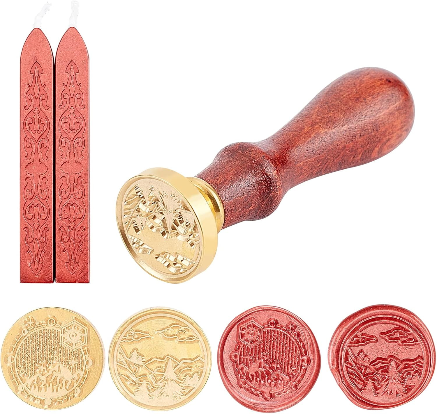 5PCS Wax Seal Kit 2 Pieces Brass Wax Seal Stamp Heads with 2 Pieces Wax ...