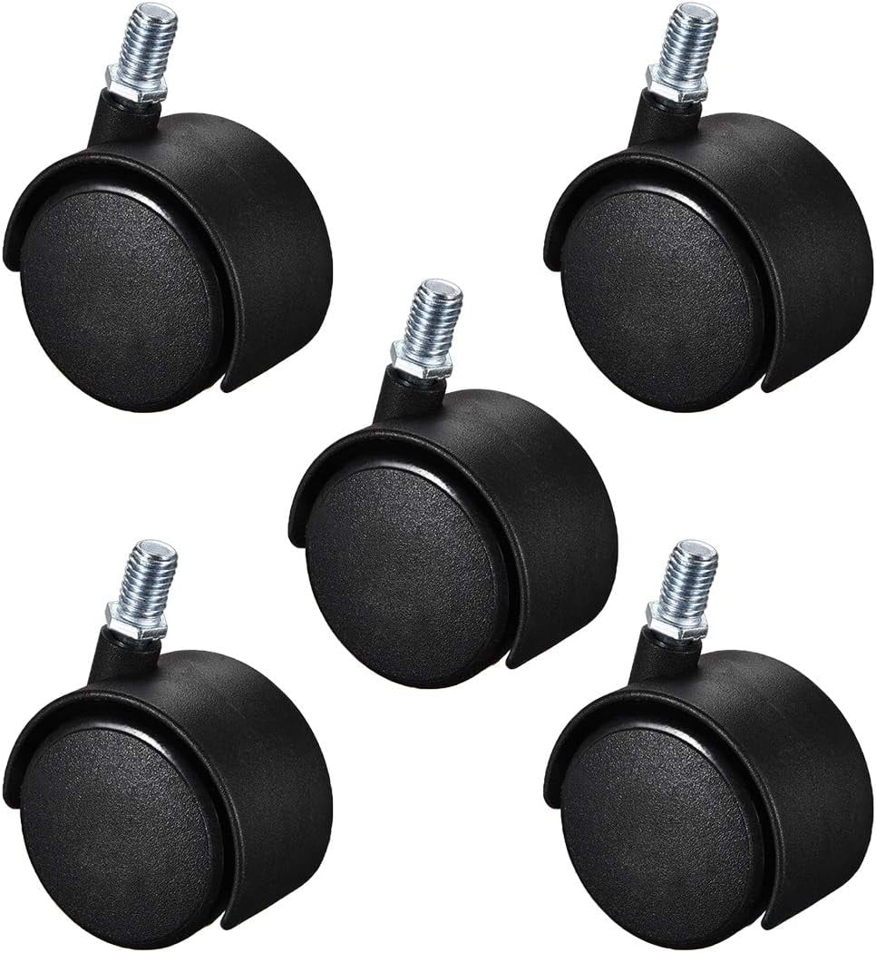 5PCS Wheels for Furniture, 1.5 Inch Nylon M8 x 15mm Threaded Stem ...