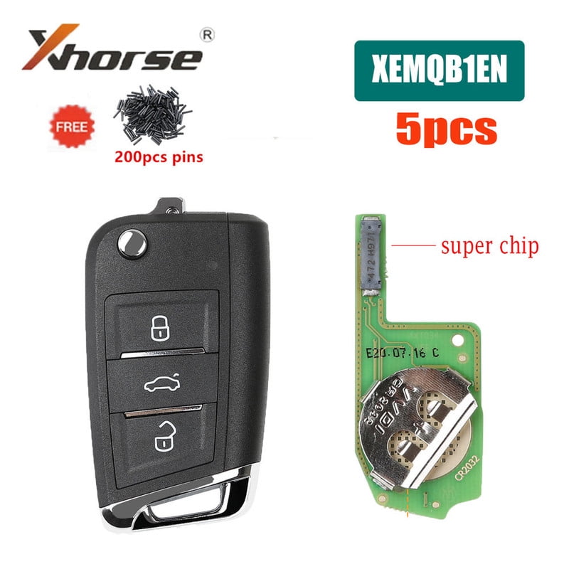 5PCS/lot XHORSE XEMQB1EN Super Remote Key MQB Style 3 Buttons Built-in ...