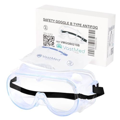 5PCs Anti-Fog Protective Safety Goggles by VASTMED | Clear Lens Wide ...
