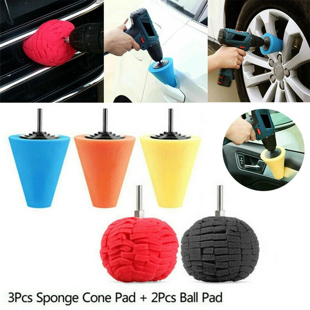 5PCs Burnishing Foam Sponge Polishing Cone Shaped Buffing Pad Car Wheel ...