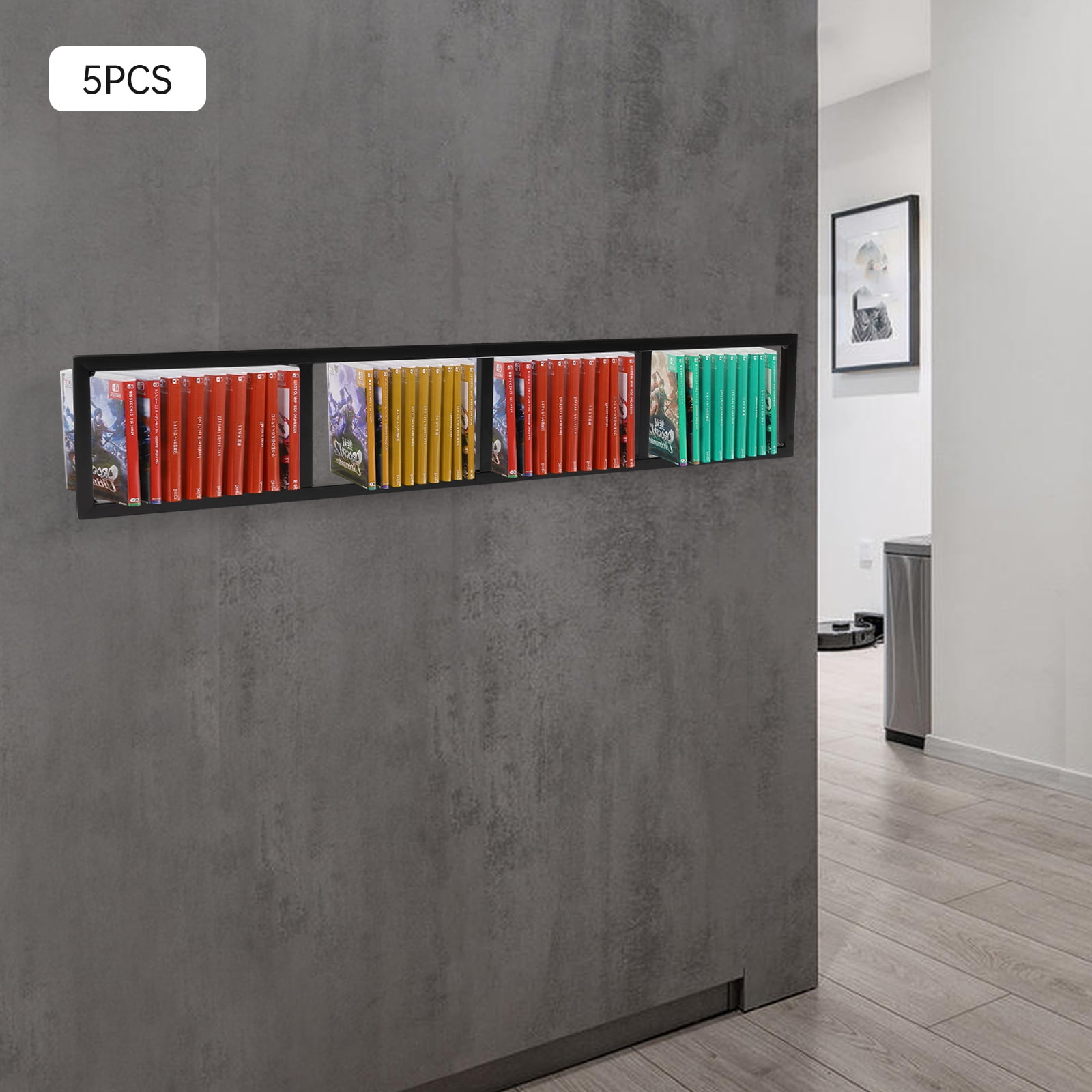 5PCs Video Game Rack Media Storage Shelves Wall-Mounted 34-Inch Space ...