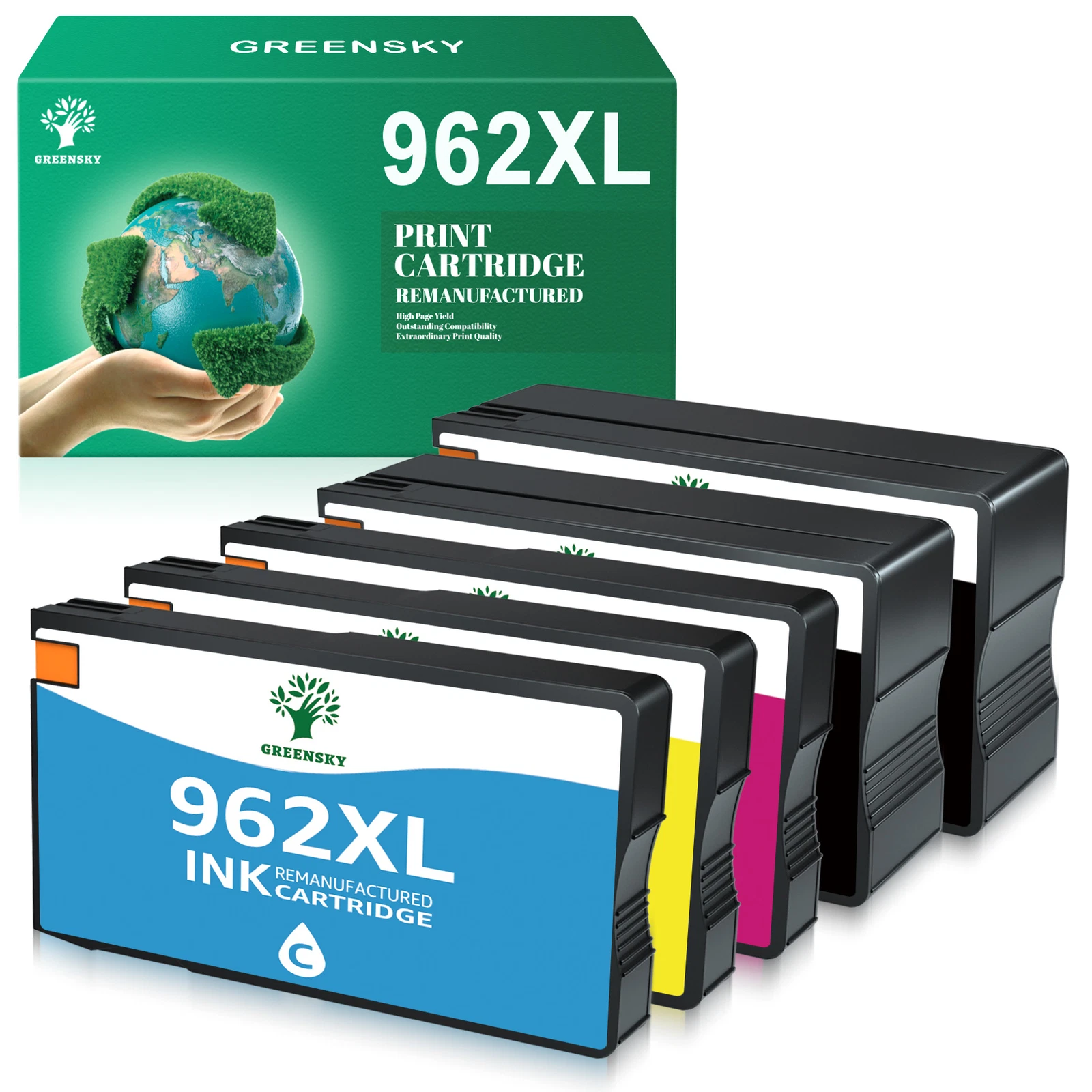 5PK 962XL With New Chip Ink for Pro 9010 9015 9018 9020 9025 9016 ...