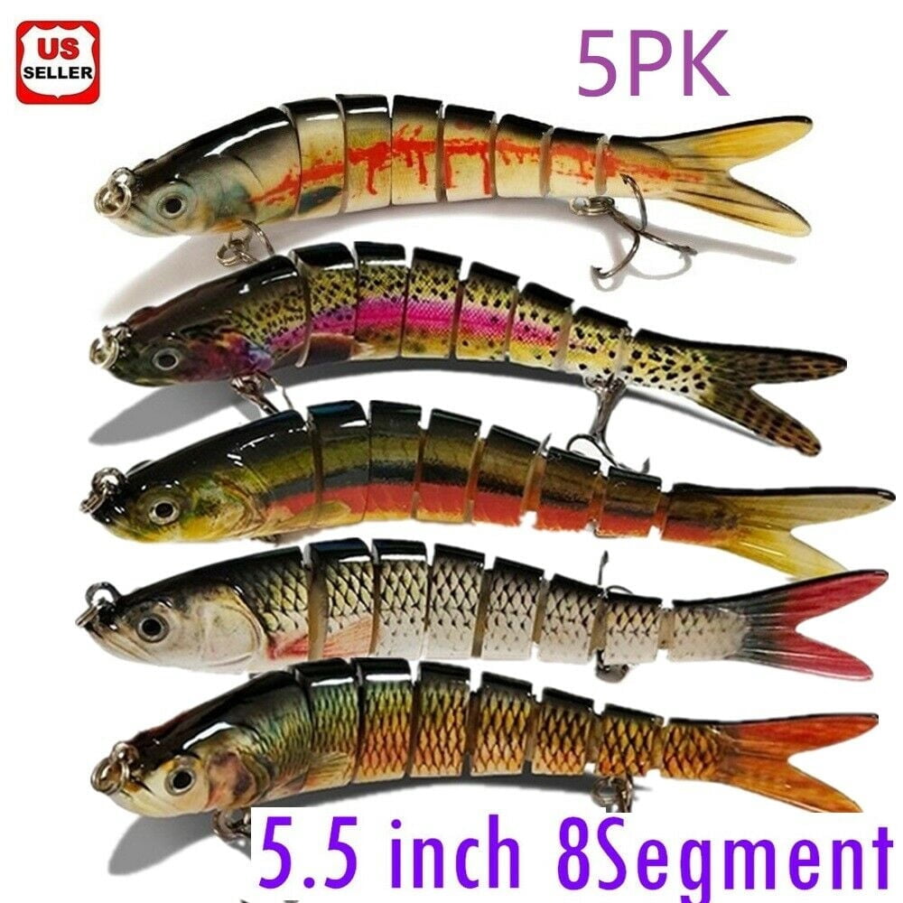5PK Bass Fishing Lures for Freshwater & Saltwater, Lifelike Multi ...