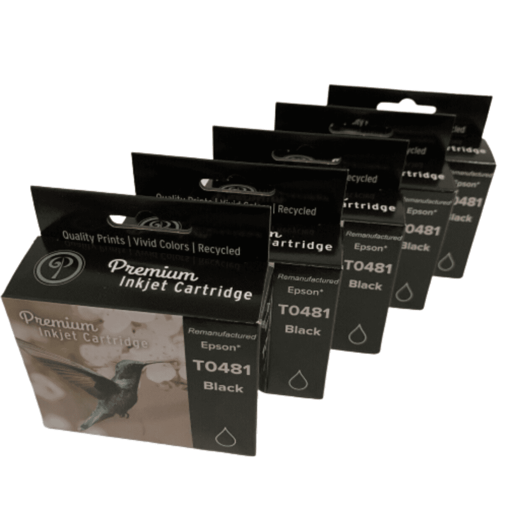 Generic Brand 5PK Black Ink Cartridge for Epson T0481, Fits Epson R200 ...