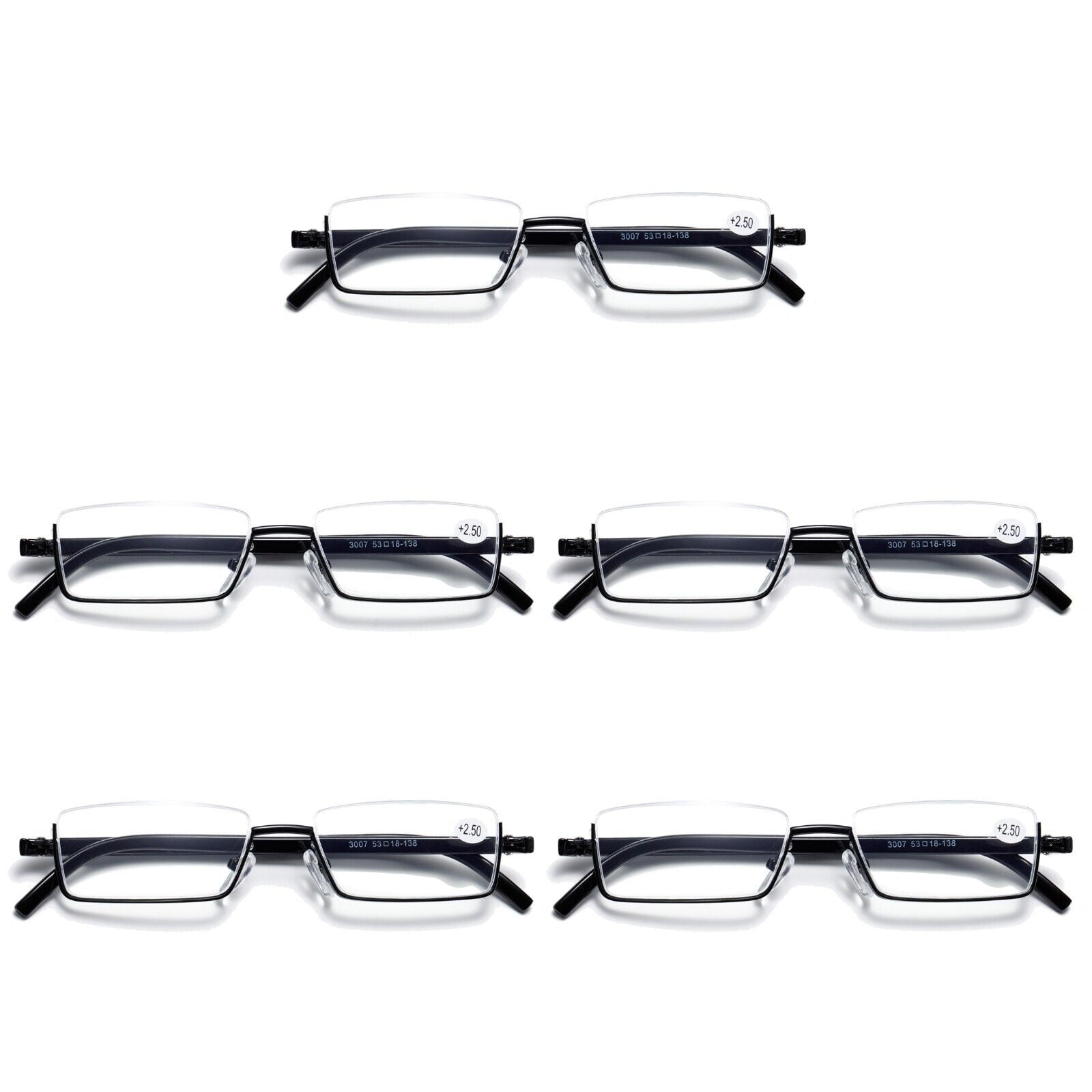 5PK Half Rim Metal Frame Small Mens Reading Glasses Blue Light Blocking ...