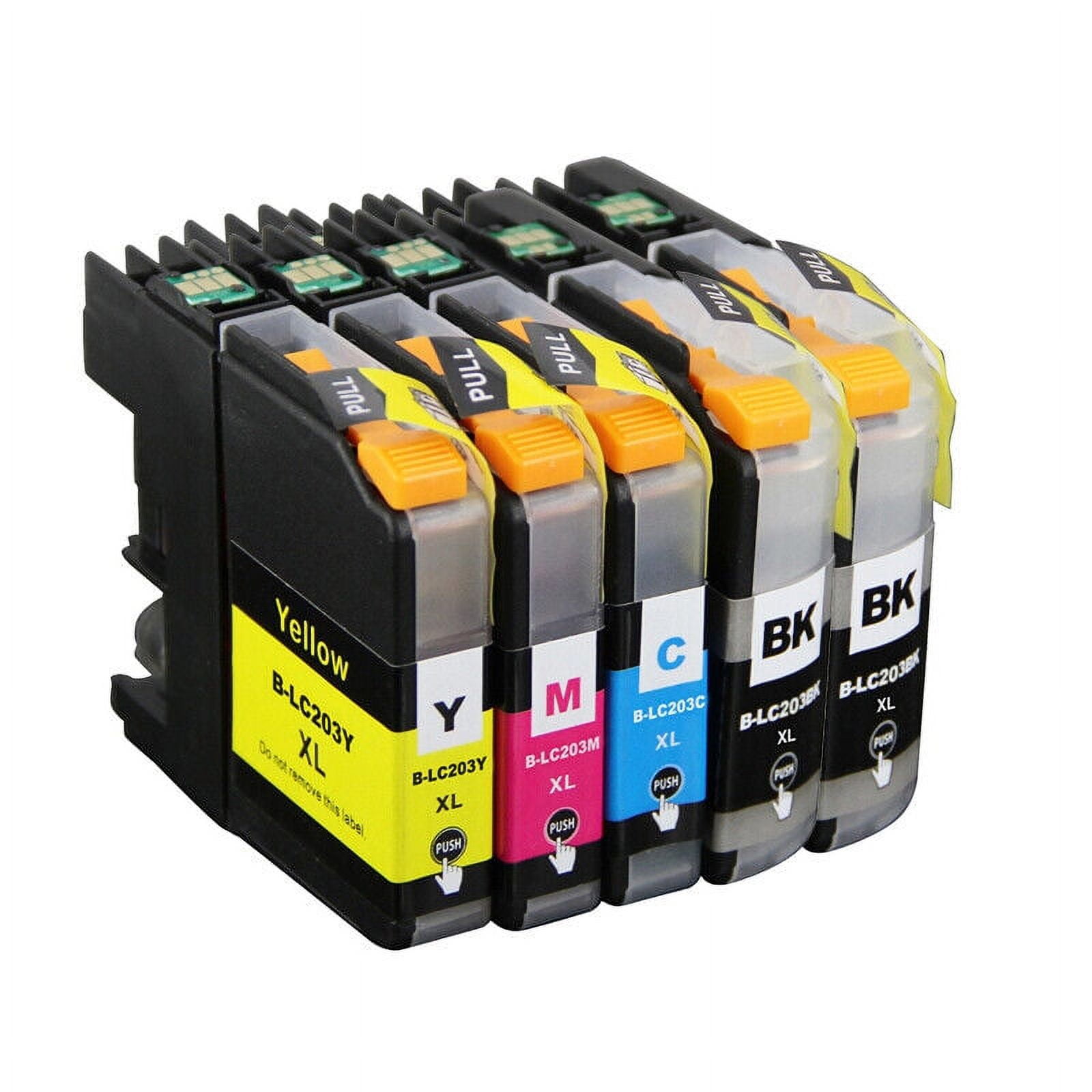 5PK High-Yield BCMY Ink Cartridge for Brother LC203XL - Fits Brother ...