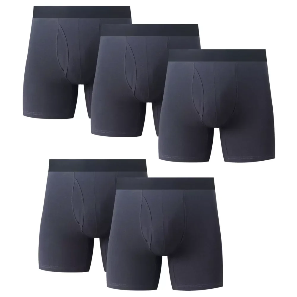 5PK Mens Cotton Boxer Briefs Tagless Comfort Flex Underwear With ...