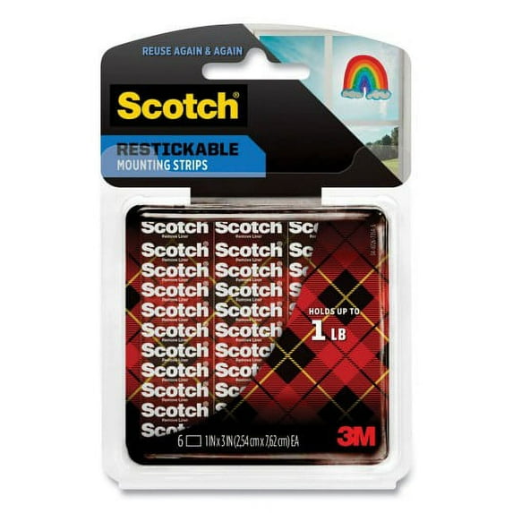 5PK Scotch Restickable Mounting Tabs, Removable, Holds Up to 1 lb, 1 x ...