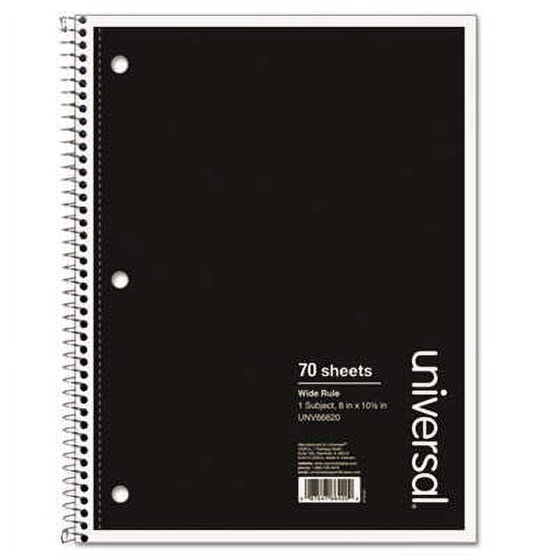 5PK Universal Wirebound Notebook, 1 Subject, Wide/Legal Rule, Black ...