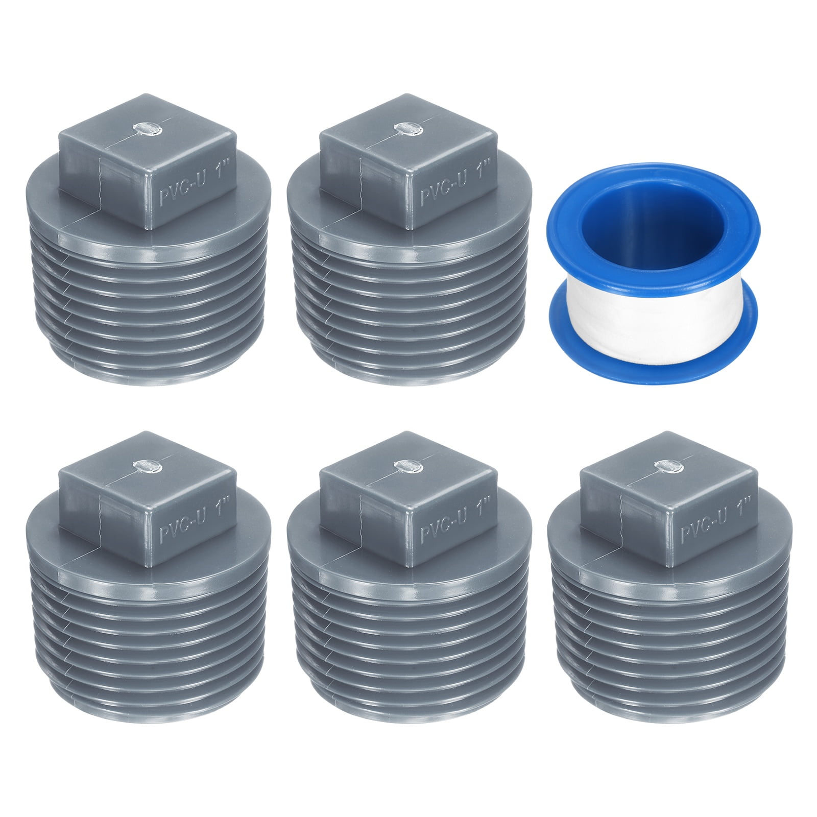 5Pack 1 Inch PT Male Thread PVC Pipe Fitting Plug, Cleanout Plugs ...