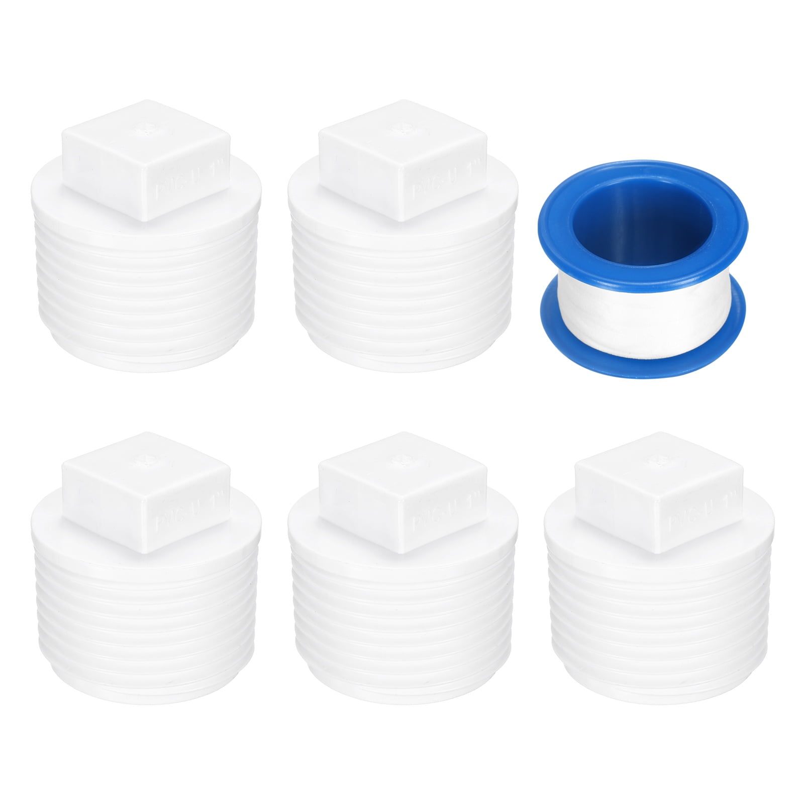 5Pack 1 Inch PT Male Thread PVC Pipe Fitting Plug, Cleanout Plugs ...