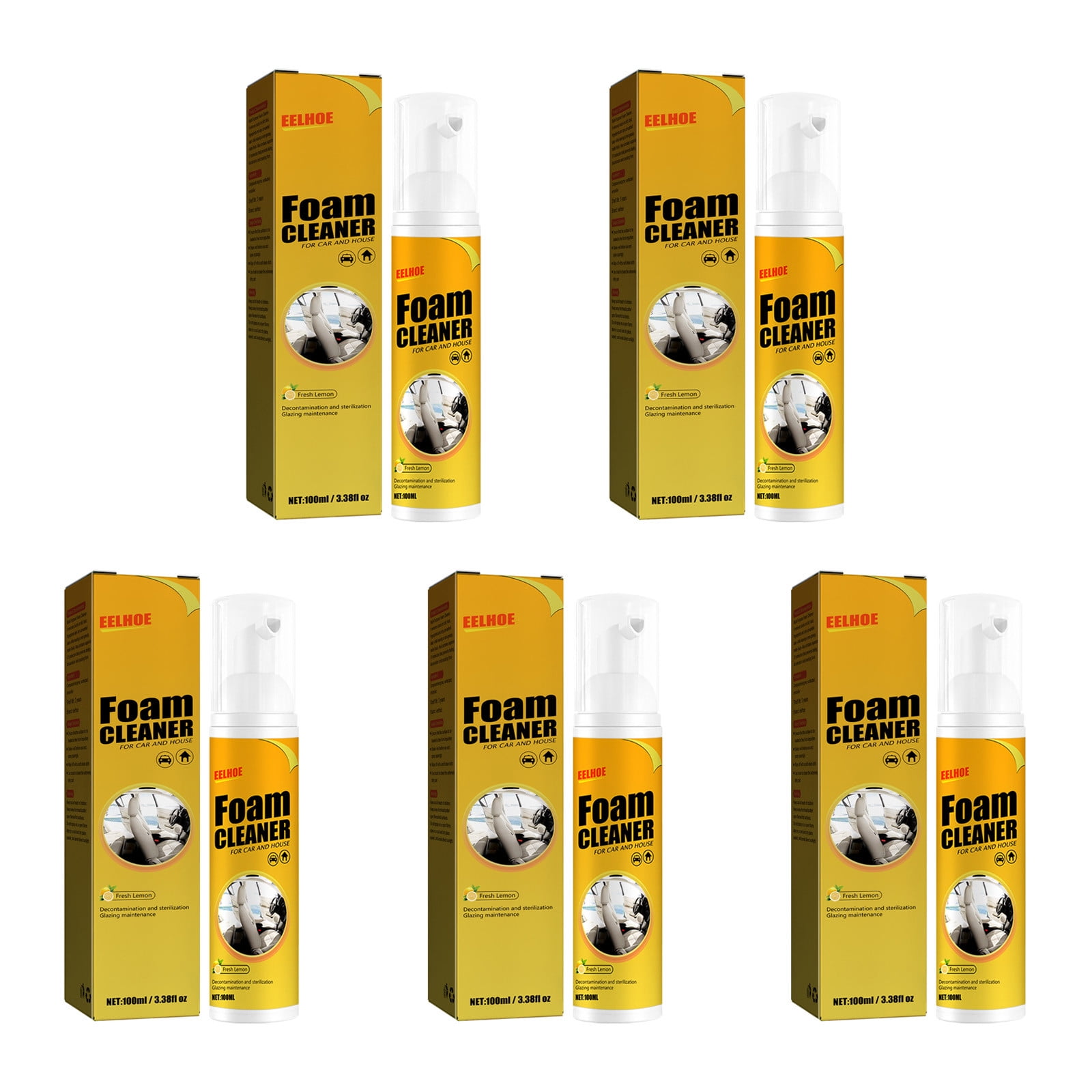 5Pack 100ml Multipurpose Foam Cleaner Spray, Lemon Scented All-Purpose ...