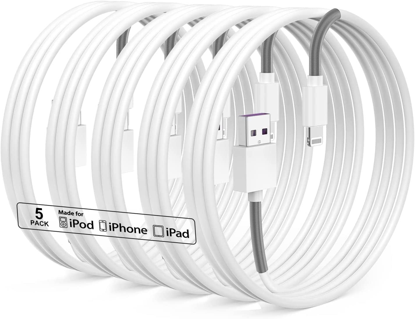 5Pack 1ft Short iPhone Charger Cable, [Apple MFi Certified] Lightning ...