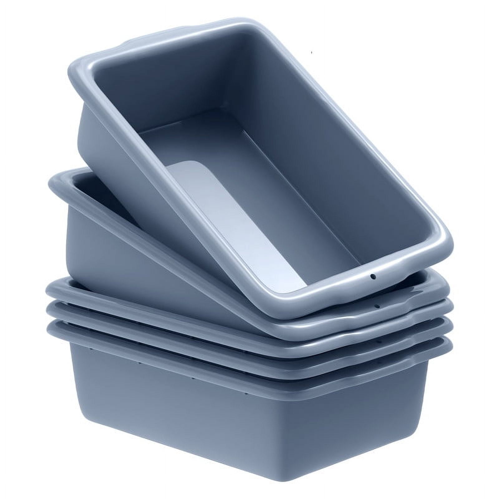 5Pack 20.8L Plastic Bus Tubs,Commercial Wash Basin Tote Box,Beverage ...