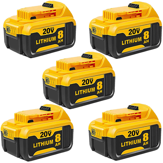 5Pack 20V 8Ah Lithium-lon Battery Replacement Compact XR Design, High ...