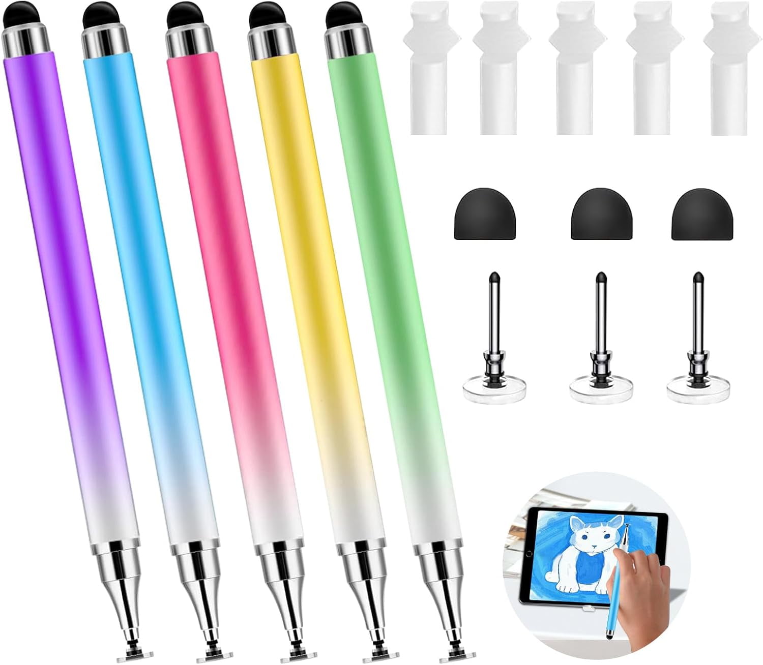 5Pack 3 in 1 Stylus Pen for Touchscreen,iPad,iPhone,Stylus Pen with Pen ...