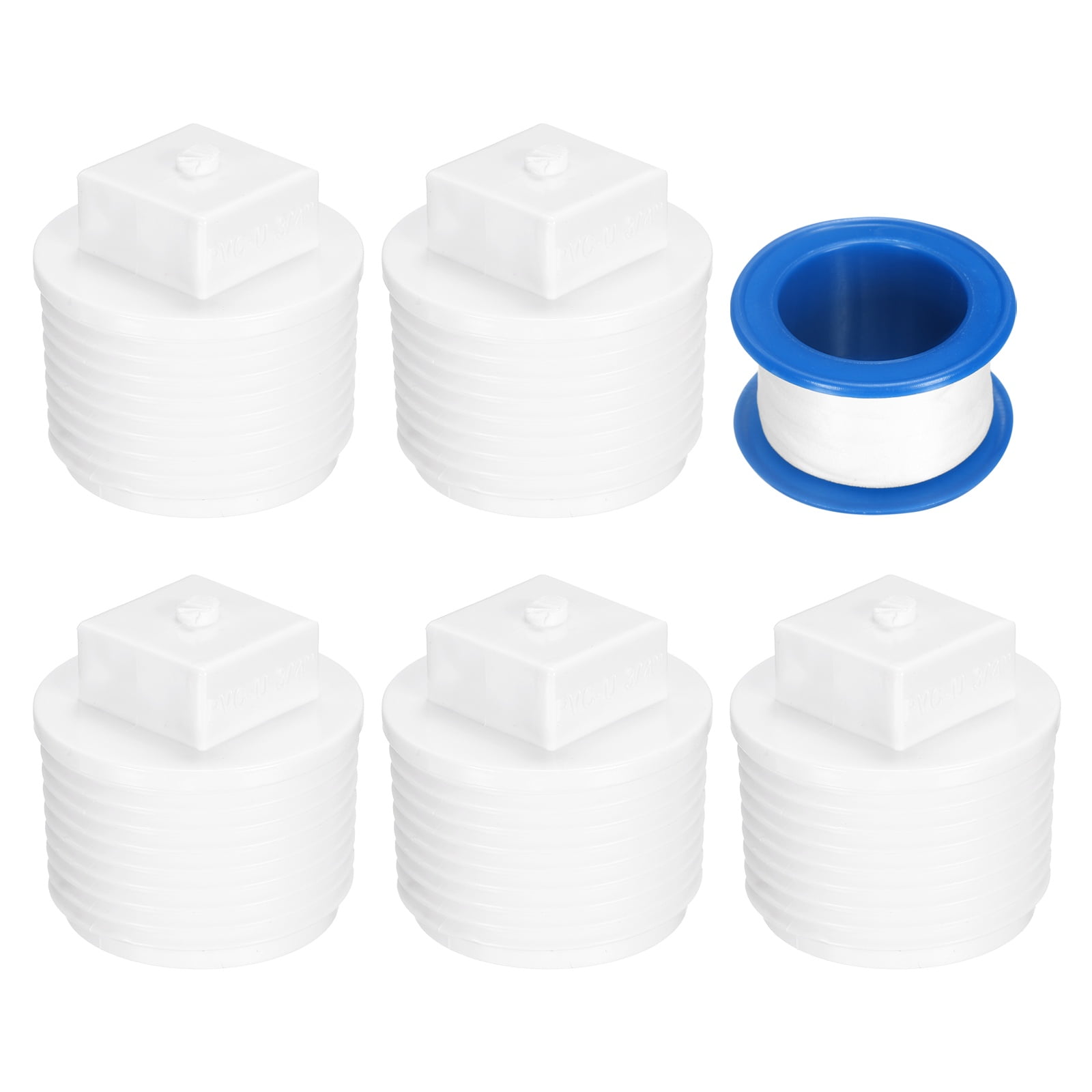 5Pack 3/4 Inch PT Male Thread Pipe Fitting Plug, Cleanout Plugs, Water ...