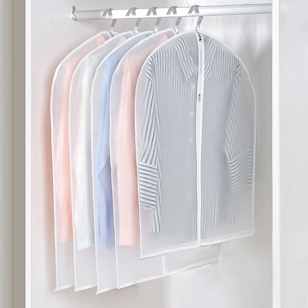 5Pack 40" Reusable Waterproof Clear Garment Bags, Mothproof Plastic ...