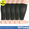 5Pack 5XL Extra Wide Calf Compression Stockings for Women & Men, Plus ...