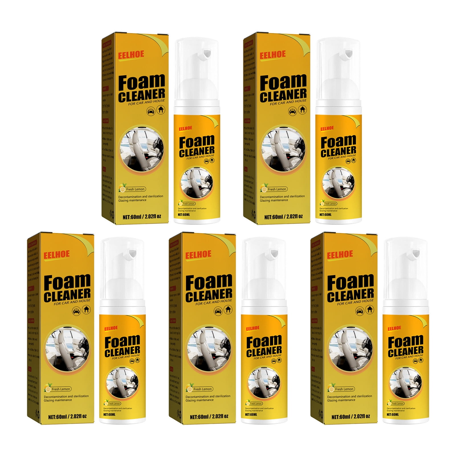 5Pack 60ml Multipurpose Foam Cleaner Spray, Lemon Scented All-Purpose ...