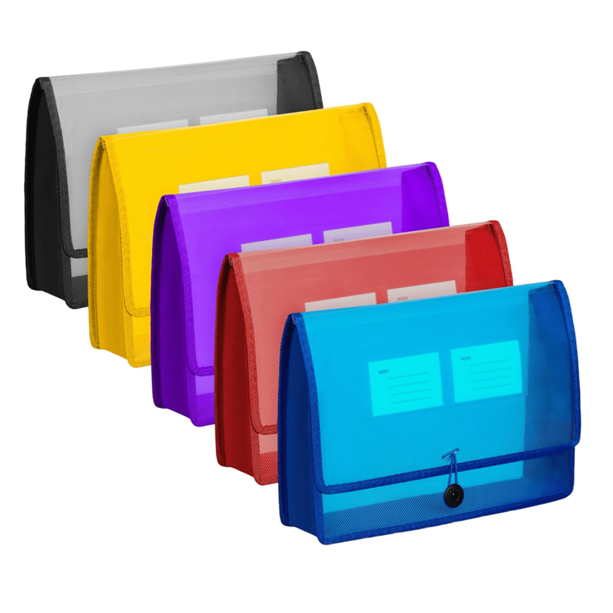 5Pack A4 Plastic File Wallet Envelope Expanding File Folder& Label ...