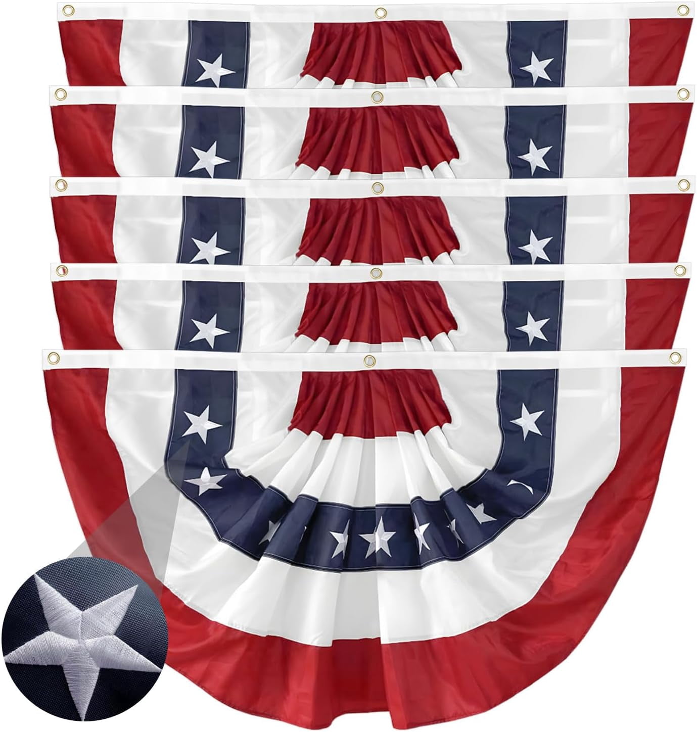5Pack American Pleated Fan Flag 1.5x3 Ft USA Patriotic Bunting 4th of ...