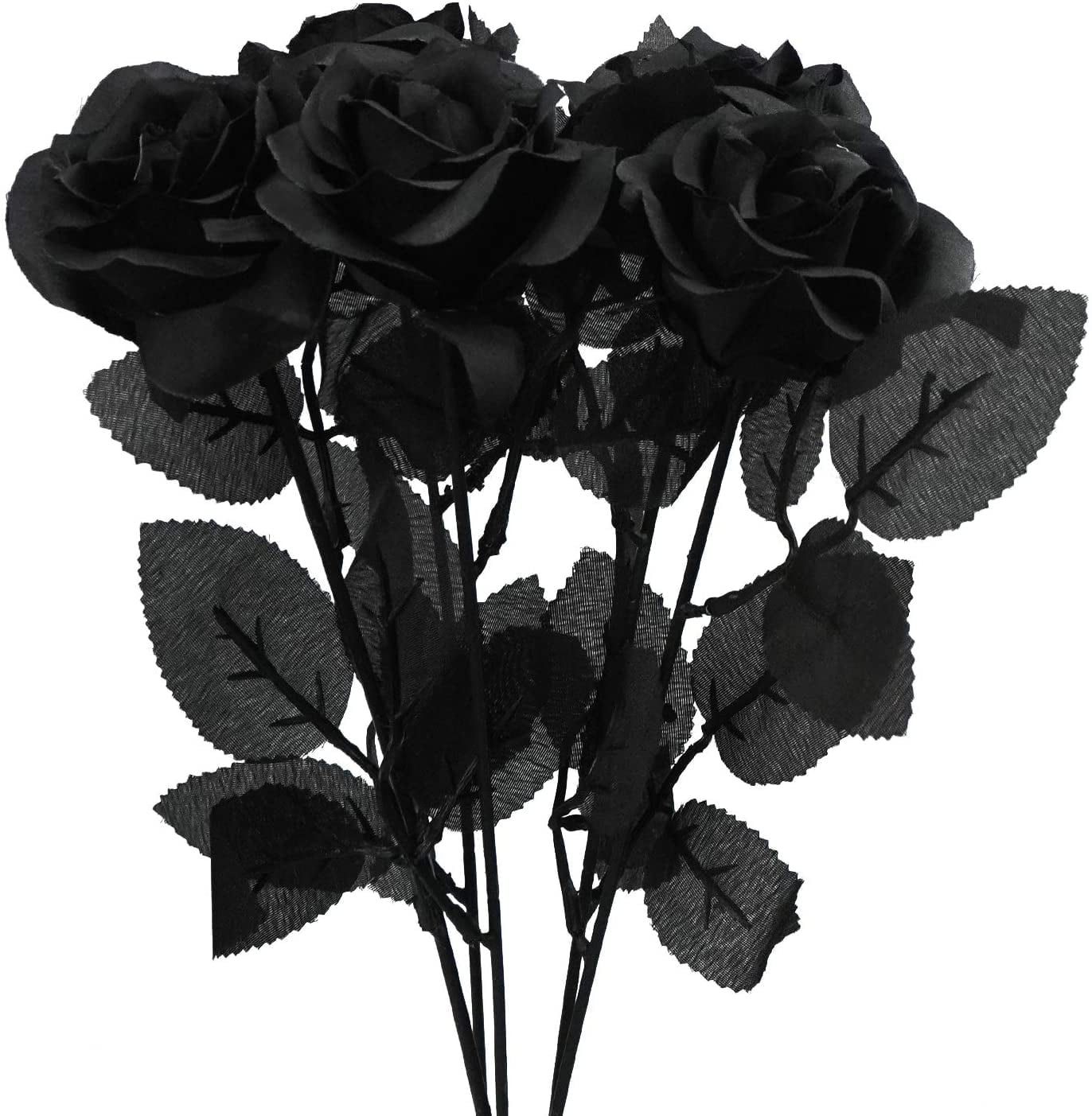 5Pack Artificial Silk Roses Bouquet Black Silk Rose Flowers Lifelike ...