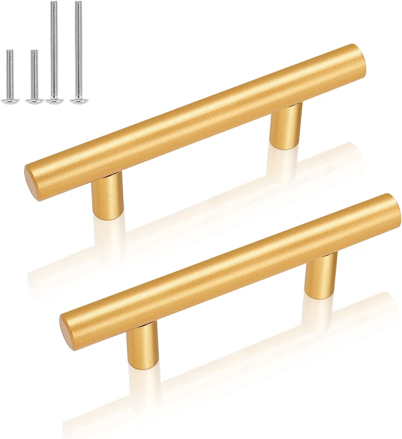 5Pack Brushed Brass Kitchen Cabinet Hardware Handles 2 1/2" Hole ...
