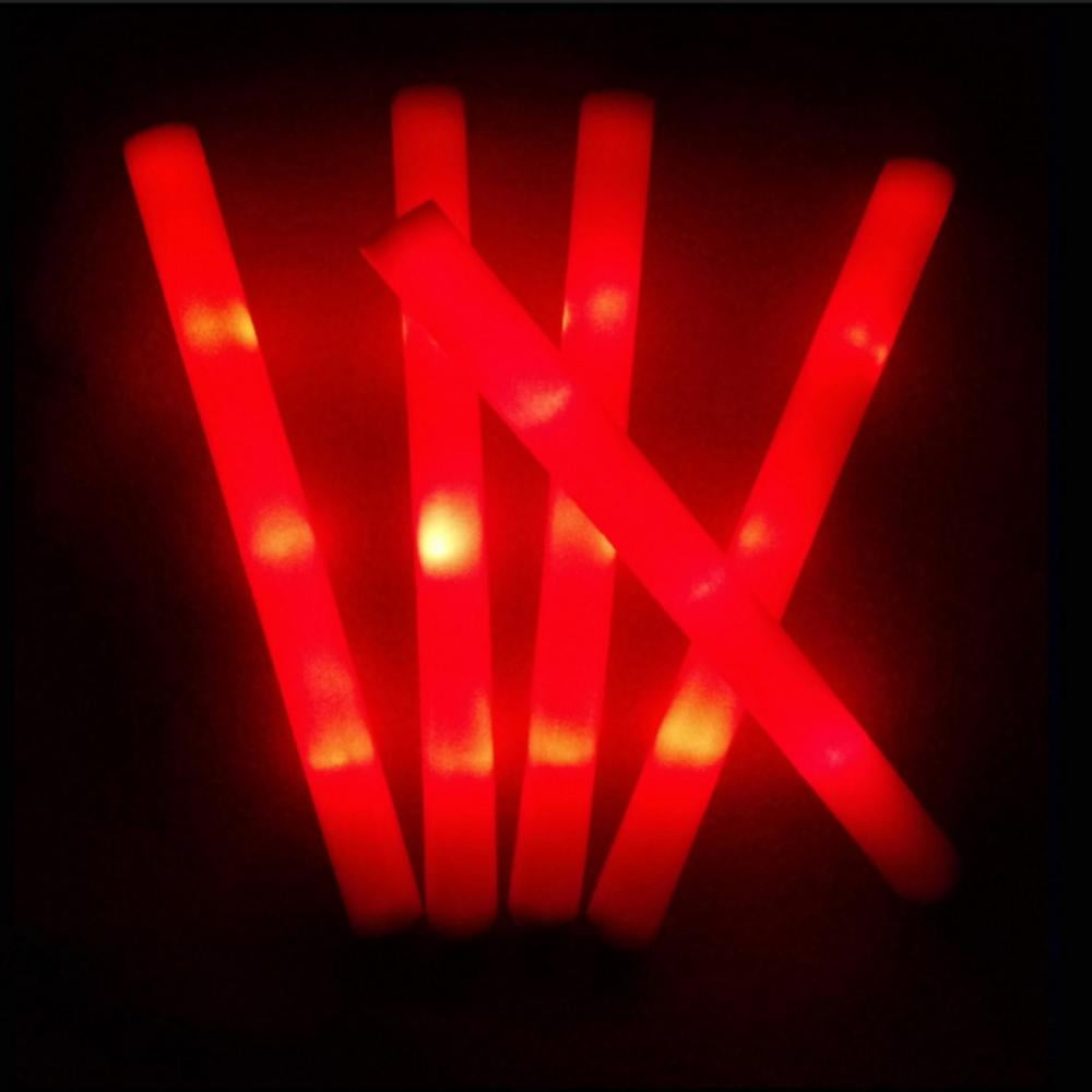 (5Pack) Light-Up Foam Sticks LED Rally Rave Cheer Tube Soft Glow Baton ...