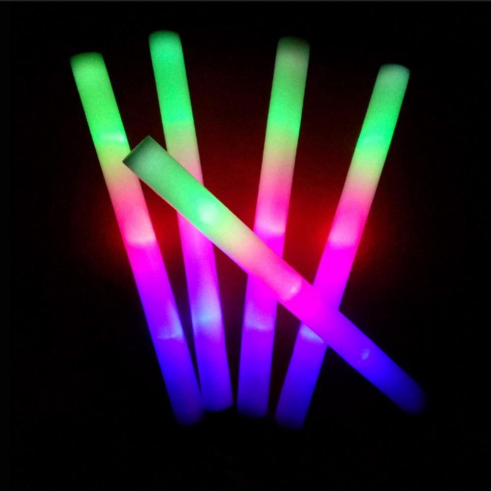 (5Pack) Light-Up Foam Sticks LED Rally Rave Cheer Tube Soft Glow Baton ...