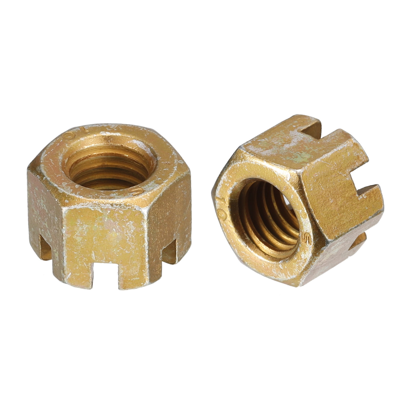 5Pack M10x1.5mm Hexagon Slotted Nut, Grade 10 Carbon Steel Hex Castle ...
