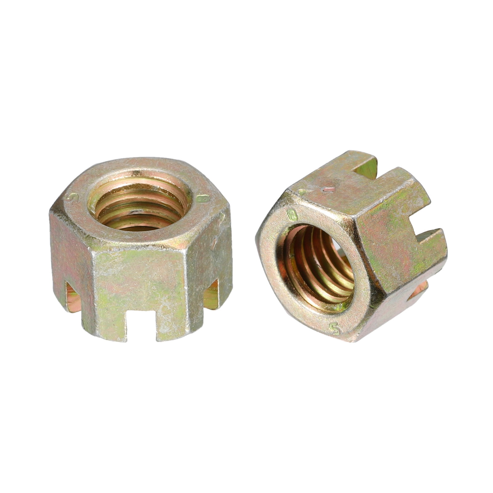 5Pack M10x1.5mm Hexagon Slotted Nut, Grade 8 Carbon Steel Hex Castle ...