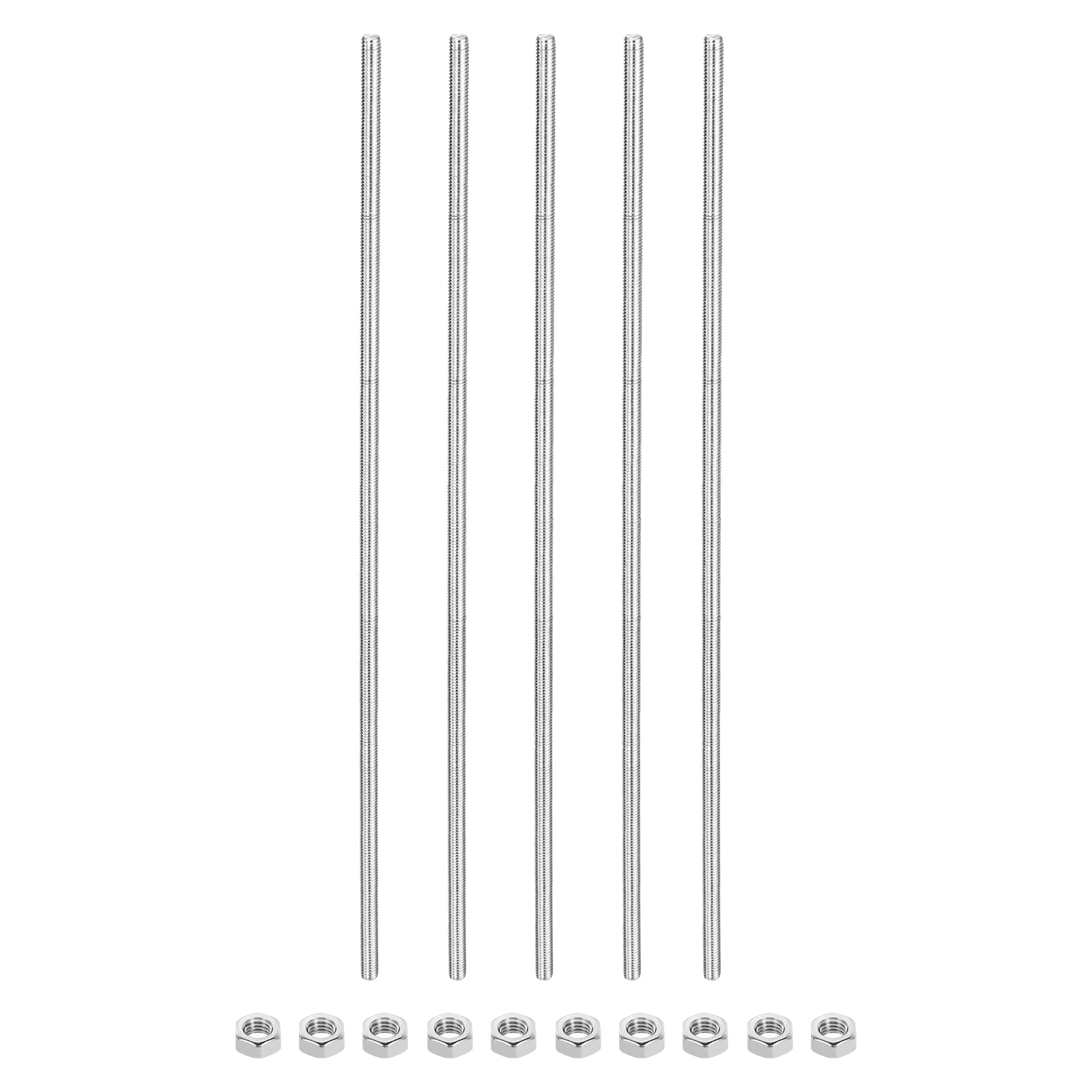5Pack M5 x 400mm Fully Threaded Rod with 10 Pack Hex Nuts, 1.25mm ...