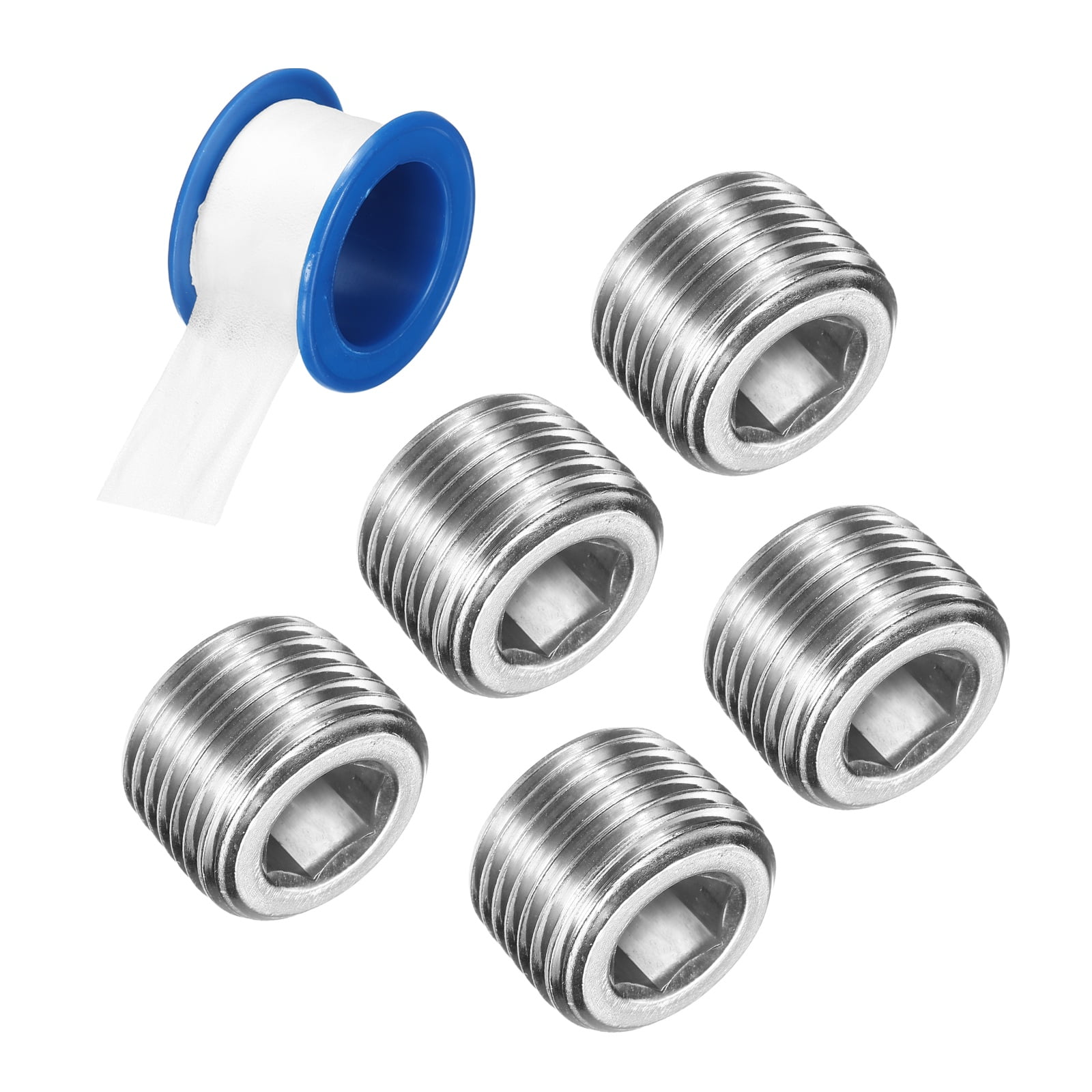 5Pack NPT 1/2 304 Stainless Steel Pipe Plug Fitting, Male Thread ...